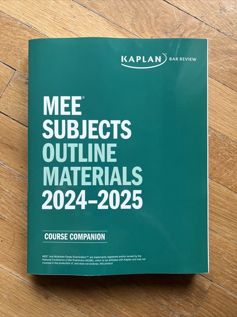 2024 - 2025 Kaplan Bar Review MEE Subjects Outline Materials UBE $47.68 ...