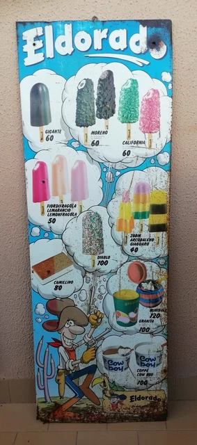 ELDORADO COCCO BILL bambino Cowboy gelati targa tabella lire insegna ...