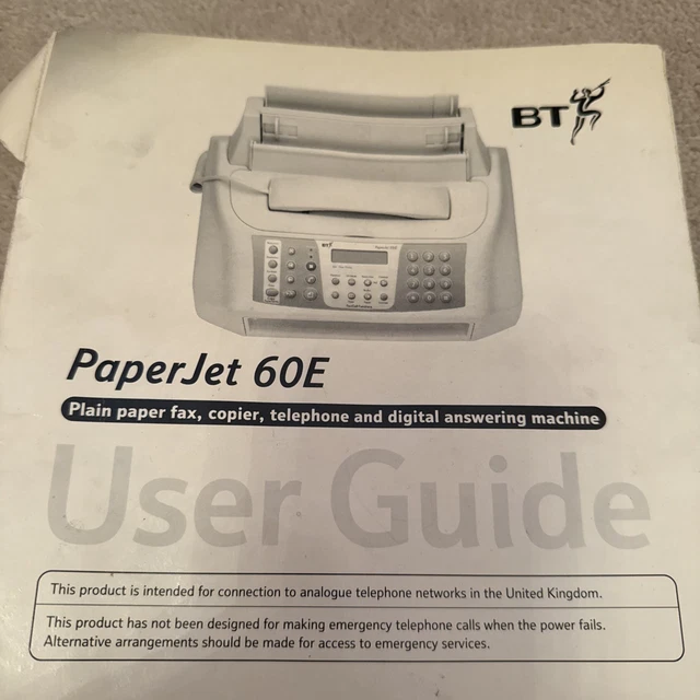 FACSIMILE FAX / Answering Machine BT Paperjet 60 Plain paper copier ...