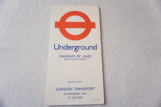 1973 NO. 1 London Transport Underground Map Diagram of Lines Tube Ref ...
