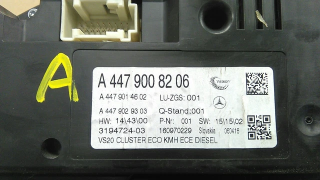 ORIGINAL TACHOMETER/DREHZAHLMESSER MERCEDES-BENZ VITO Box (W447) 2016 ...