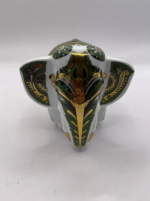 MLESNA PORCELAIN ORNAMENTAL Elephant Sri Lankan Ceylon Tea Caddy Gold ...