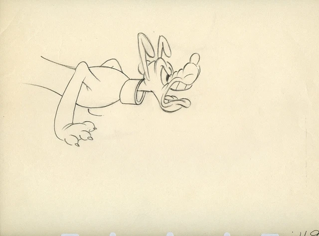 PLUTO LARGE IMAGE BARKING DISNEY ANIMATION PRODUCTION CEL DRAWING circa ...