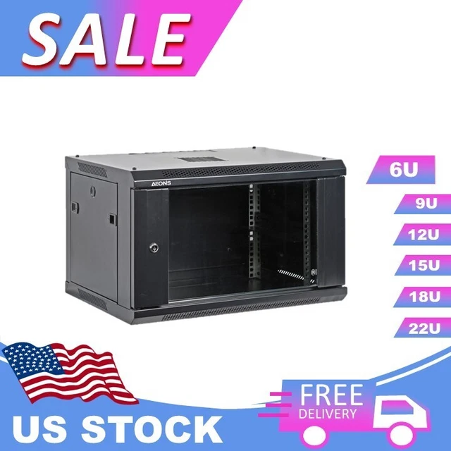 AEONS 6U PROFESSIONAL Wall-Mount 19-inch Network Server Rack Cabinet ...