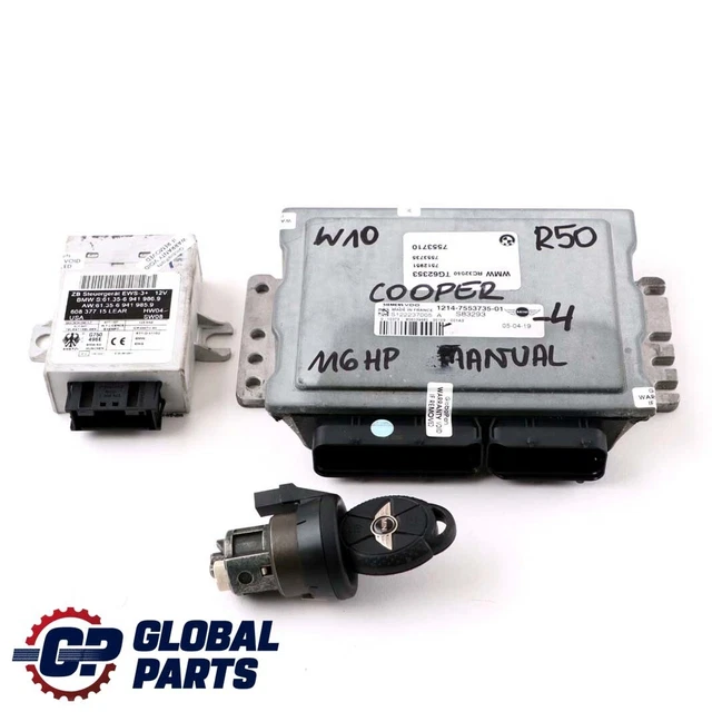 MINI COOPER R50 W10 116HP Engine ECU Kit Module DME 7553735 + Key + EWS ...