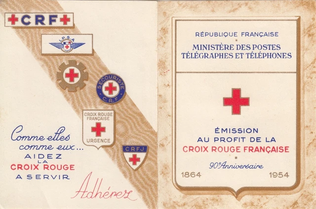 CARNET DE 8 timbres Croix-Rouge 1954 Y&T n°2003 défaut gomme sur bande EUR 24,50 - PicClick IT