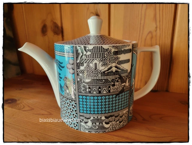 GROSSE TEEKANNE PORZELLAN Spode Patchwork Willow türkis - neuwertig EUR 41,00 - PicClick DE