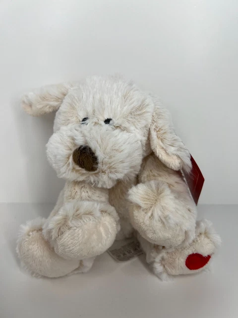 MORRISONS SMALL PUPPY dog plush toy sitting collectable 15cm love heart ...
