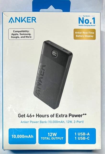 ANKER POWER BANK (10000mAh,12W,USB+USB-C Input/Output) for iPhone ...