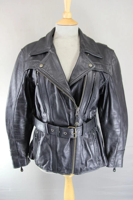 BIKERS GEARBOX RETRO Vintage Style Black Leather Jacket + Protectors 36 ...