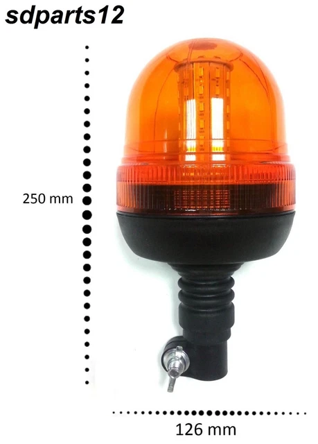 GYROPHARE LED 12V - 24V Orange Lampe d'avertissement Sur Hampe Flexible ...
