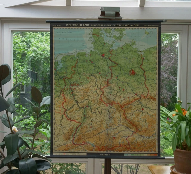 VINTAGE | SCHULWANDKARTE Deutschland 1979 Germany Wandkarte Perthes ...
