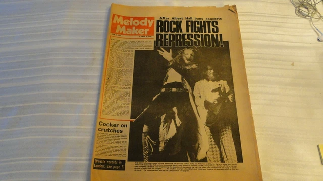 VINTAGE PULP ROCK Music Magazine Melody Maker 1972 Joe Cocker Jethro ...