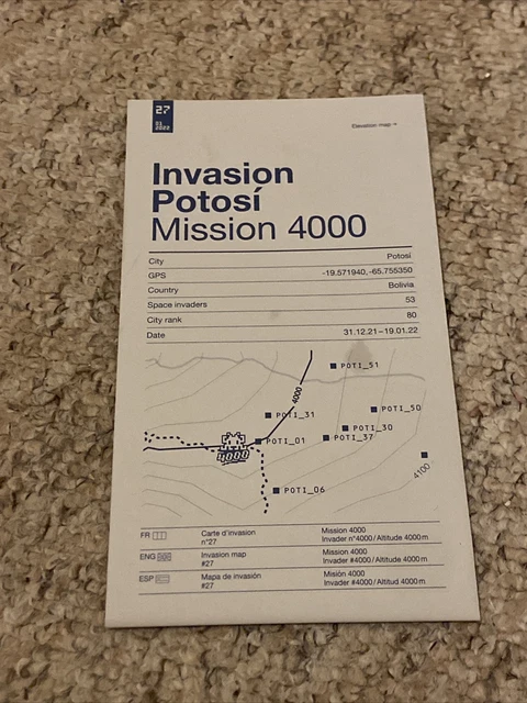SPACE INVADER MAP Potosi Mission 4000 map Invader Art Map Slight Damage ...