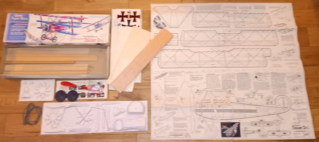 VINTAGE COMET FOKKER DR1 27" wingspan model plane kit perfect for rc ...
