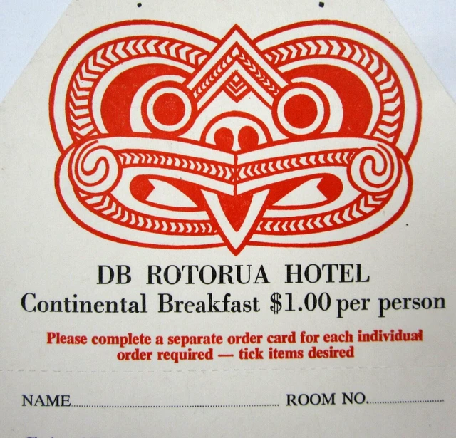 VINTAGE RESTAURANT MENU Maori Tiki Room Service DB Rotorua Hotel New ...