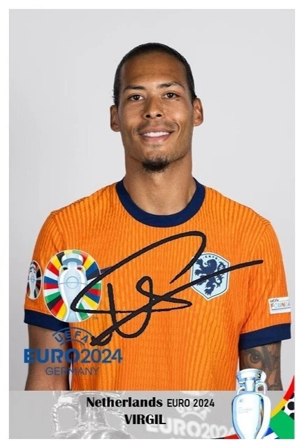 VIRGIL VAN DIJK - HOLLAND EURO 2024 PORTRAIT - 6x4 Signed Autograph ...