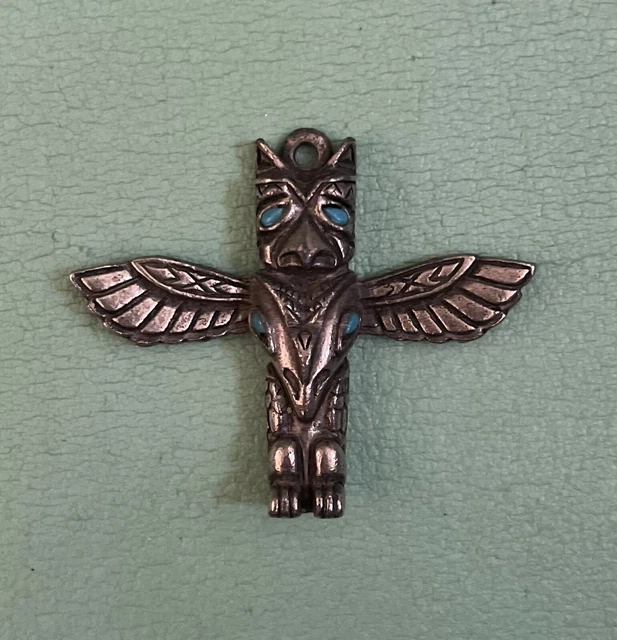 VINTAGE WINGED TOTEM Pole Pendant 2" high Wingspread 2.5" $14.95 - PicClick