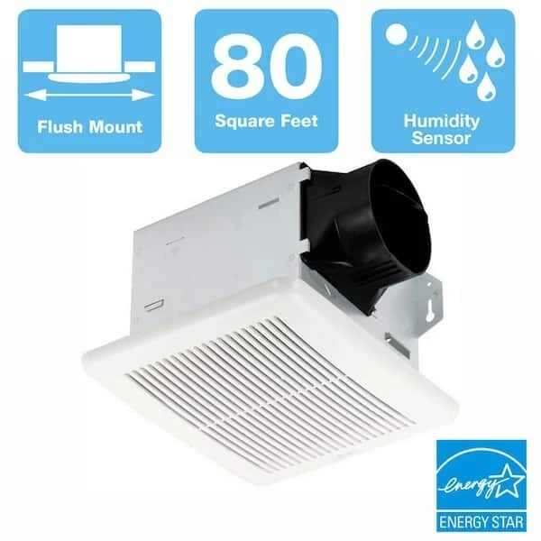 DELTA BREEZ ITG80H Ceiling Bathroom Exhaust Fan with Adjustable ...