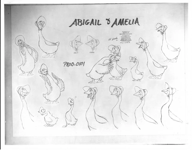 DISNEY PHOTOSTAT MODEL Sheet The Aristocats Uncle Waldo Goose Poses ...