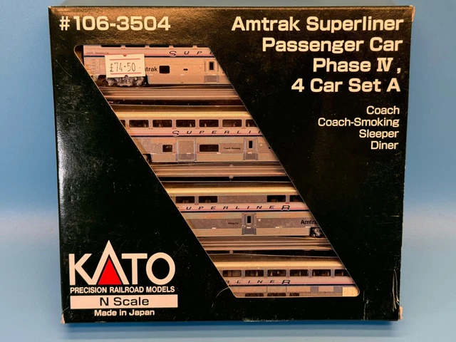KATO 'N' 106-3504 Amtrak Superliner Passenger Car Phase Iv 4 Car Set A ...
