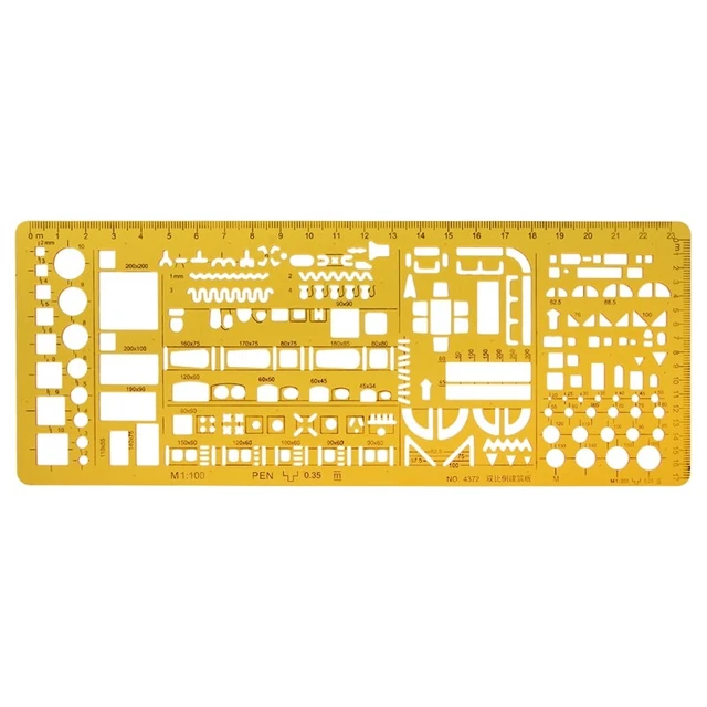 PROFESSIONAL ARCHITECTURAL TEMPLATE Ruler Drawing Stencil Measuring ...