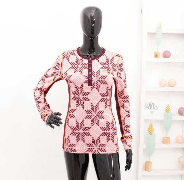 KARI TRAA MERINO Base Layer Top Fair Isle Snowflake 100 % Wool Thermal ...