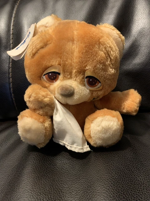 VINTAGE CRYING TEDDY Bear Plush Mattel Emotions Sad Tear With Blanket ...