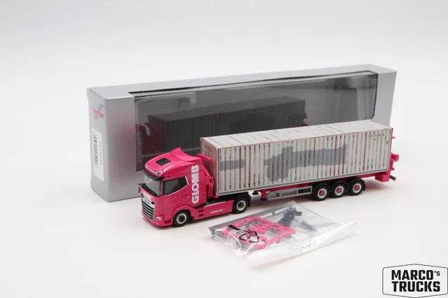 HERPA DAF XG Seitenlader 40ft Container "Glomb" 954426 1:87 /HN2584 EUR ...