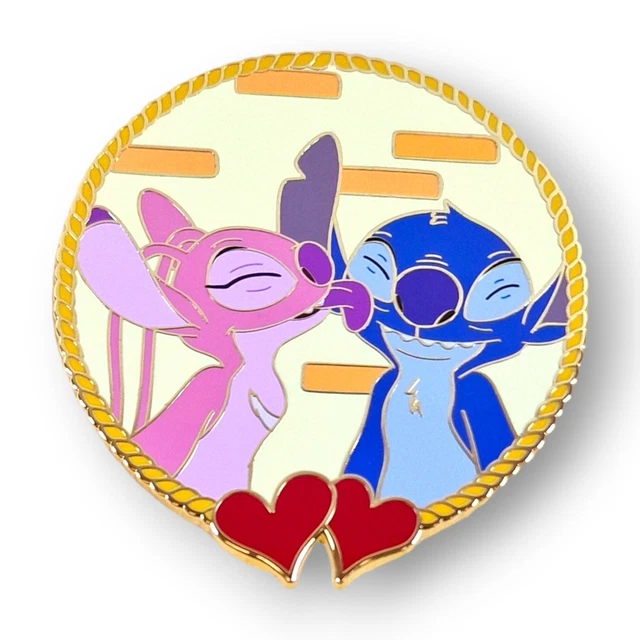 FA. STITCH & Angel Disney fantasy pin 2,5" inch. " Kiss series " # 2/8 ...