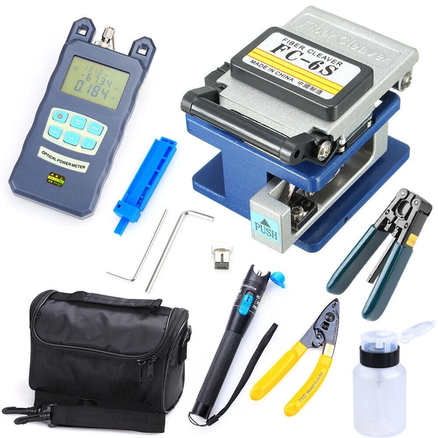 FIBER OPTIC FTTH Tool Kit Fiber Cleaver Optical Power Meter Visual ...