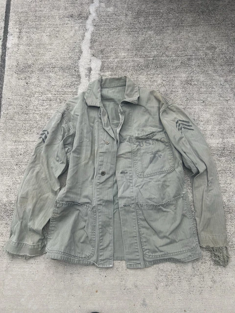 VINTAGE ORIGINAL 40S WW2 USMC HBT Named Stenciled Combat Field Jacket ...