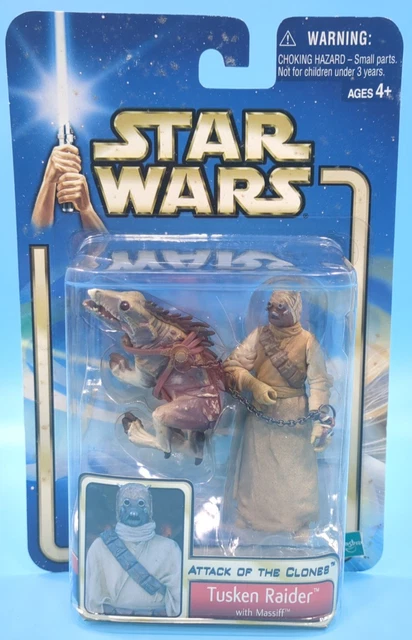STAR WARS TUSKEN Raider w/ Massiff 2002 Saga #52 AOTC MOC Hasbro ...