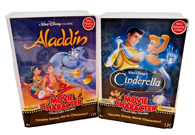 2 VHS DISNEY Movie Character Collectible Figures Display ALADDIN PRINCE ...