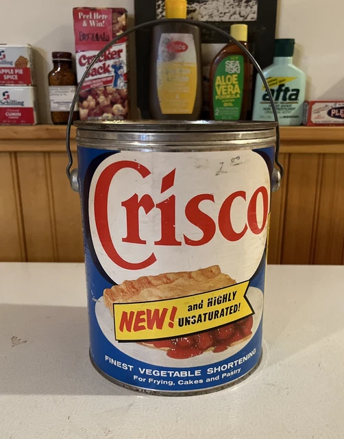 VINTAGE 1960S CRISCO Tin Pail Pure Vegetable Shortening 6 Lb Tin Can ...