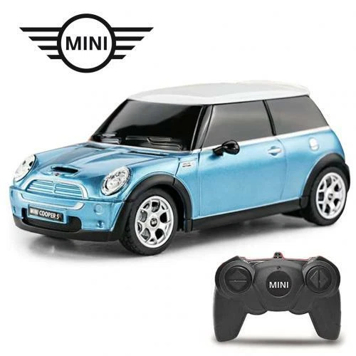 MINI COOPER S voiture radiocommandée design détaillé échelle 1:24 bleu NEUF UK EUR 26,21 ...