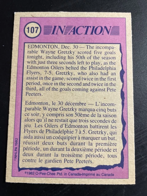 1982-83 WAYNE GRETZKY O-Pee-Chee In Action hockey card #107 Beauty 👀 $11.00 - PicClick CA