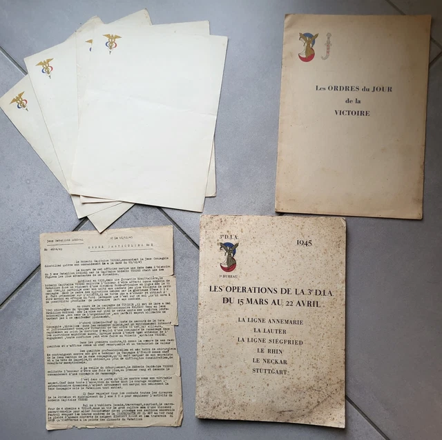 LOT DE DOCUMENTS d'époque de la 3ème DIA, WW2. EUR 50,00 - PicClick FR