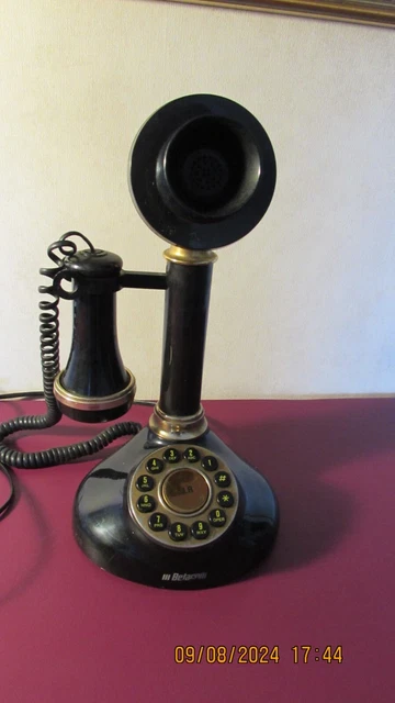 RETRO BLACK CANDLESTICK Push Button Telephone Betacom Speakeasy Vintage ...