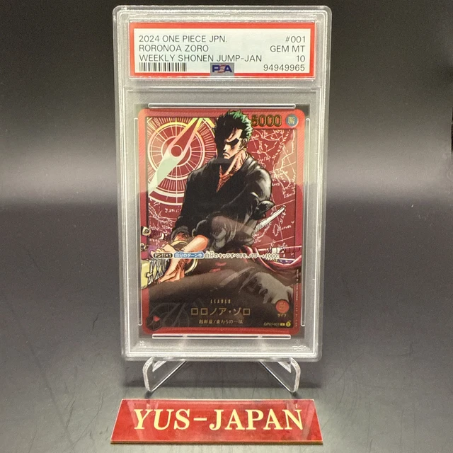 PSA 10 ONE Piece Roronoa Zoro L Parallel Leader Gold Lecafig OP01-001 ...