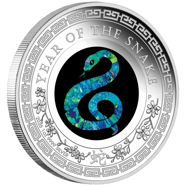 2025 AUSTRALIA LUNAR Year of the Snake 1oz Silver Proof Opal Coin Perth ...