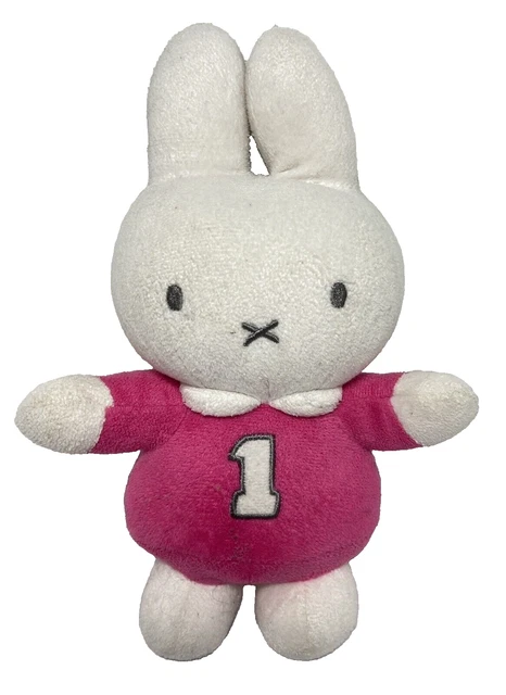 MIFFY BUNNY RABBIT Plush 9 Inch Stuffed Animal Toy Rattle Pink White $8 ...