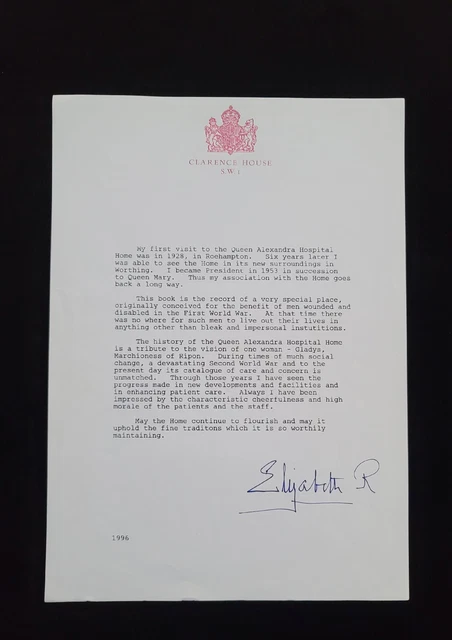 REINE ELIZABETH THE Queen Mother Signé Royal Lettre Document ...