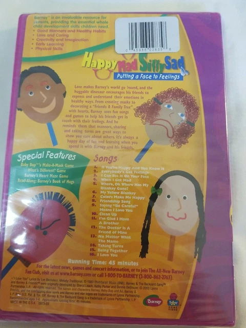 BARNEY - HAPPY Mad Silly Sad: Putting A Face To Feelings (DVD, 2003 ...