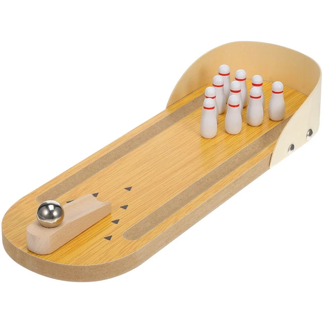 WOODEN MINI BOWLING Game Set Tabletop Bowling Toy Interactive Desktop ...