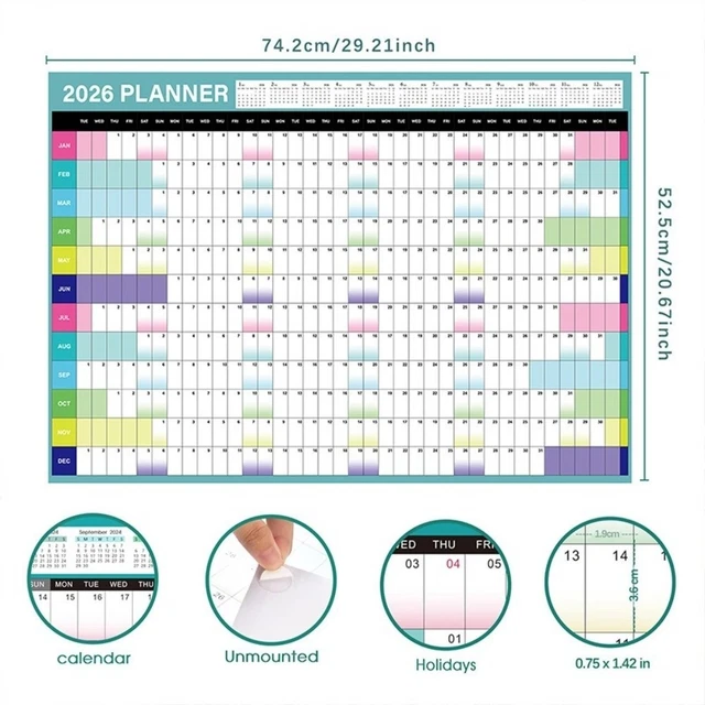ANNUAL PLANNER WALL Hanging Calendar Yearly Planner Sheet Home Office ...