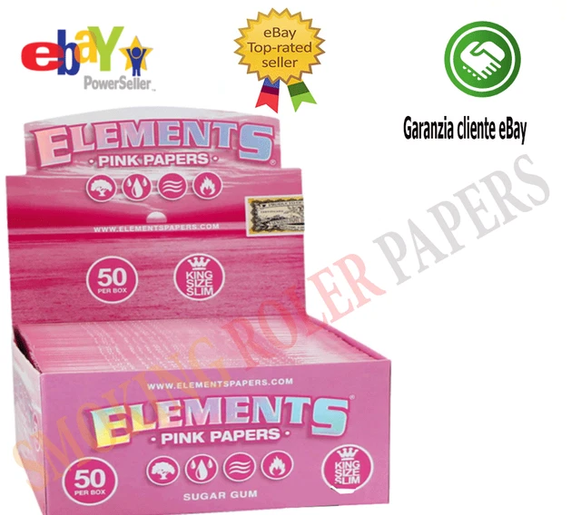 CARTINE ELEMENTS ROSA PINK Lunghe King Size Slim Sigarette Rullo Da 25 ...