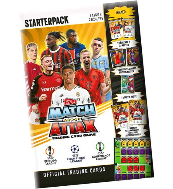 TOPPS MATCH ATTAX Champions League 2024-2025 Starterpack Magazin 24 Karten Album EUR 9,99 ...