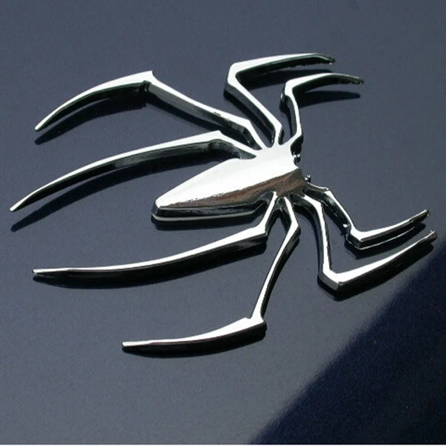 3D METAL SPIDER Logo Silver Chrome Car Sticker Emblem Badge Decal ...