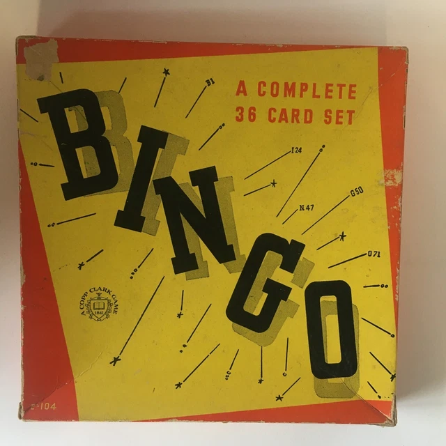 VINTAGE A COPP Clark Bingo Cards Set with 36 Playing Cards + Cover ...
